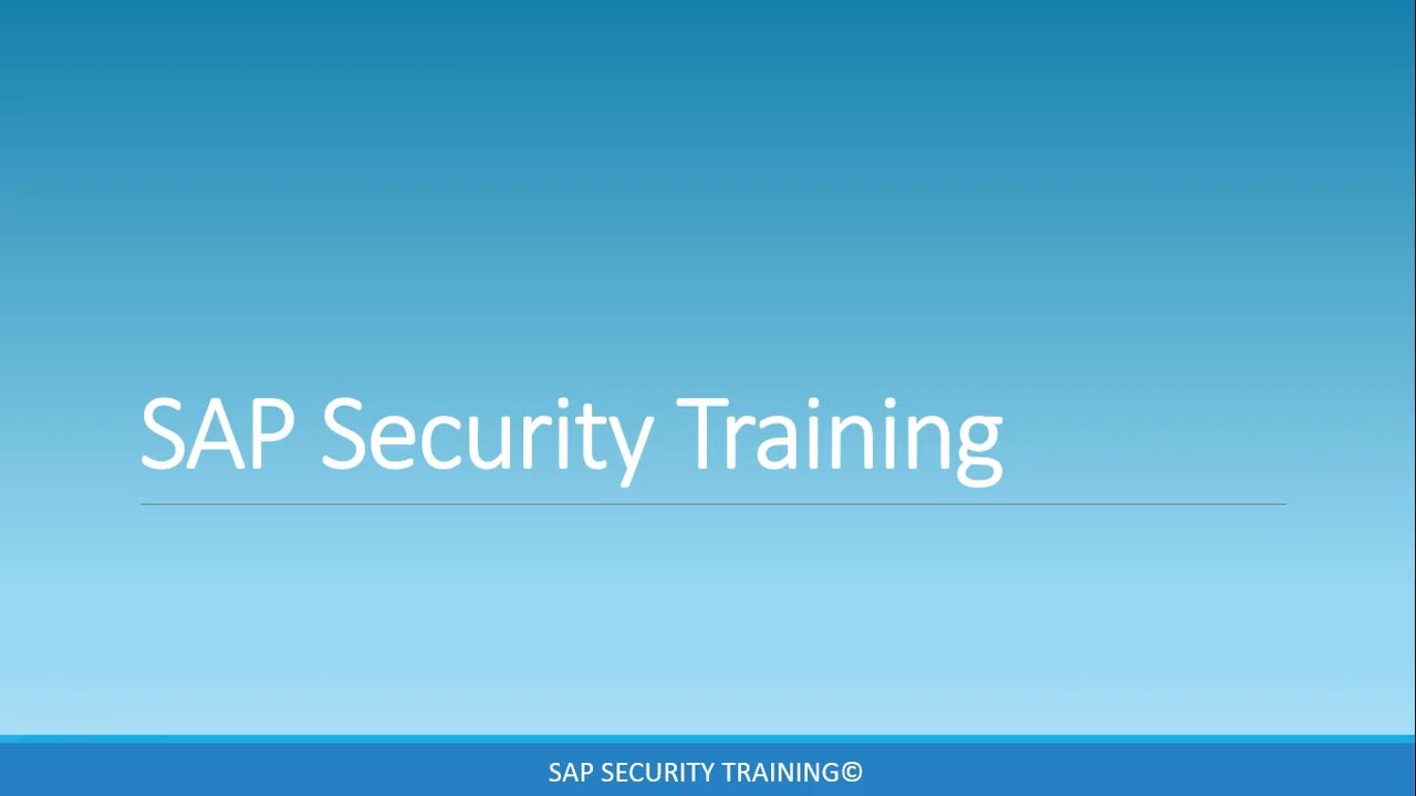 SAP Security Training - YouTube