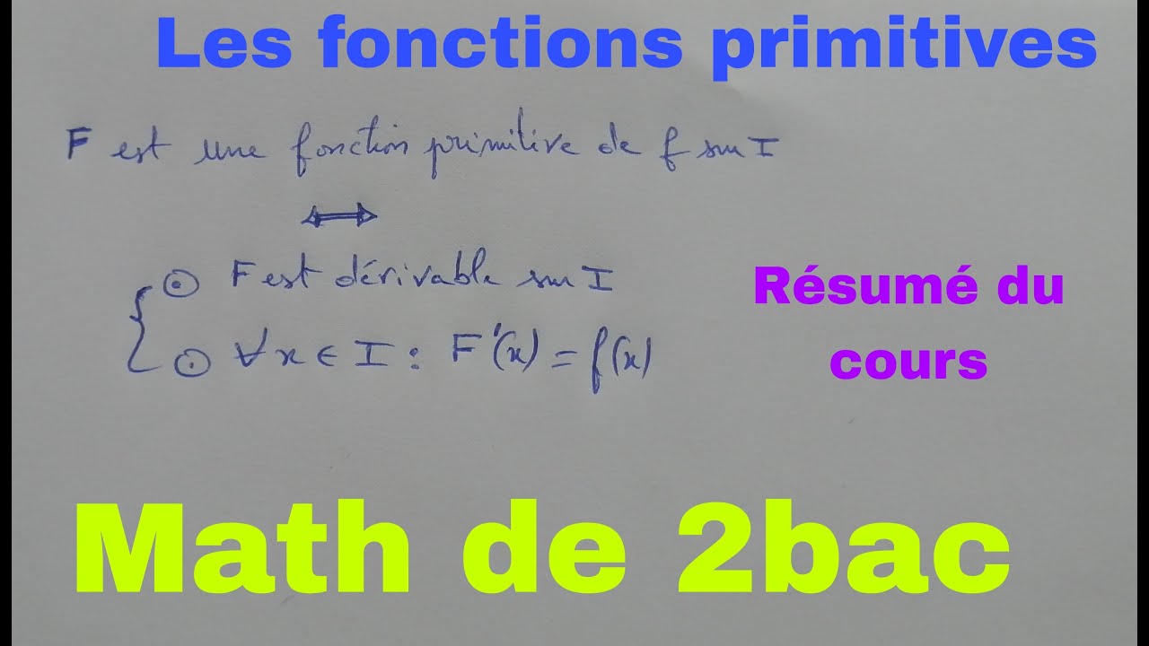 fonctions primitives........math de 2bac - YouTube