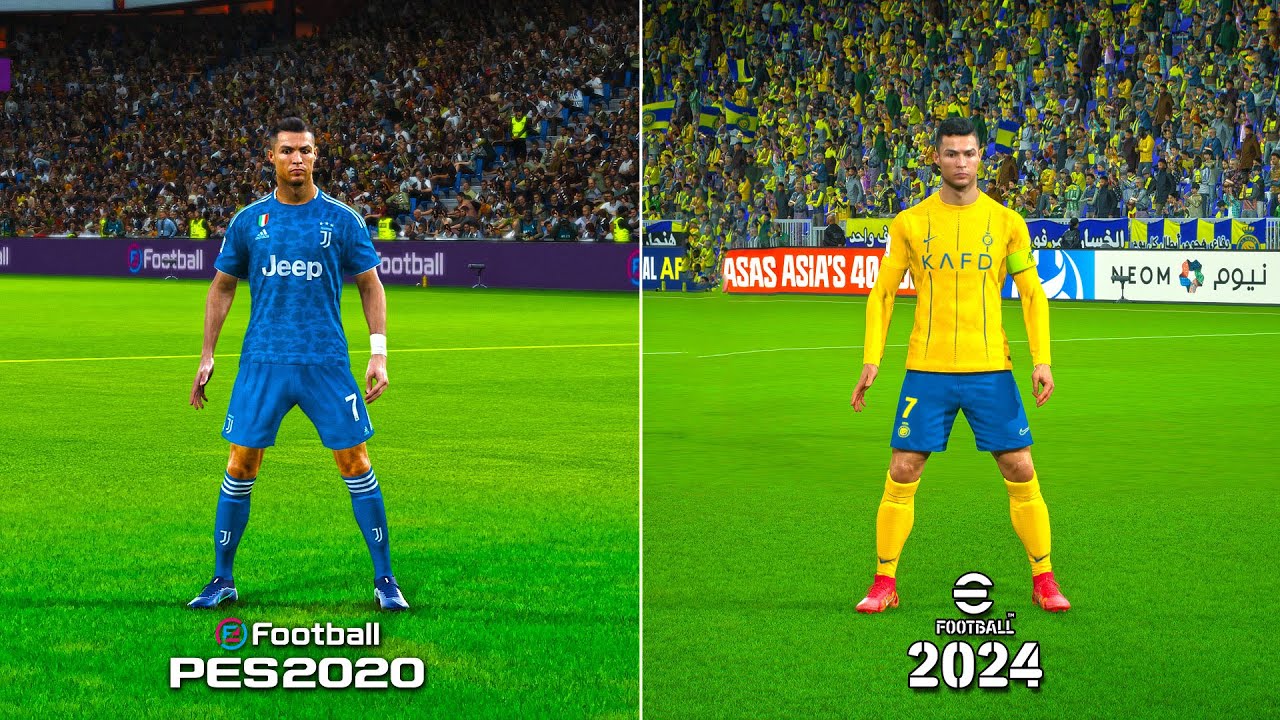 PES 2020 vs eFootball 2024 | Free Kick Styles Ronaldo, Neymar, Messi ...