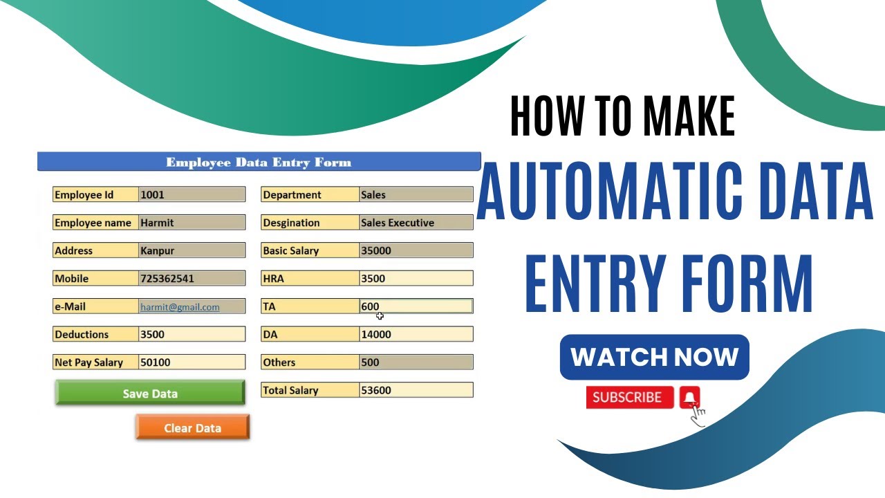 How to create automated data entry form | Data entry form kaise banaye ...