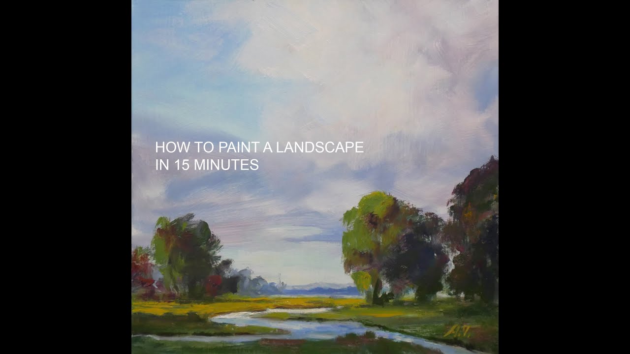How to Paint a Landscape in 15 minutes (Beginners)/ Easy Landscape ...