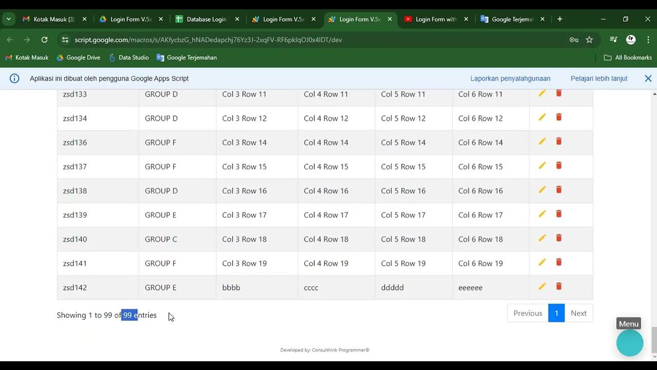 Login Form with Google Apps Script - Login Form V.5x | CRUD | Datatables (Demo 2) - YouTube
