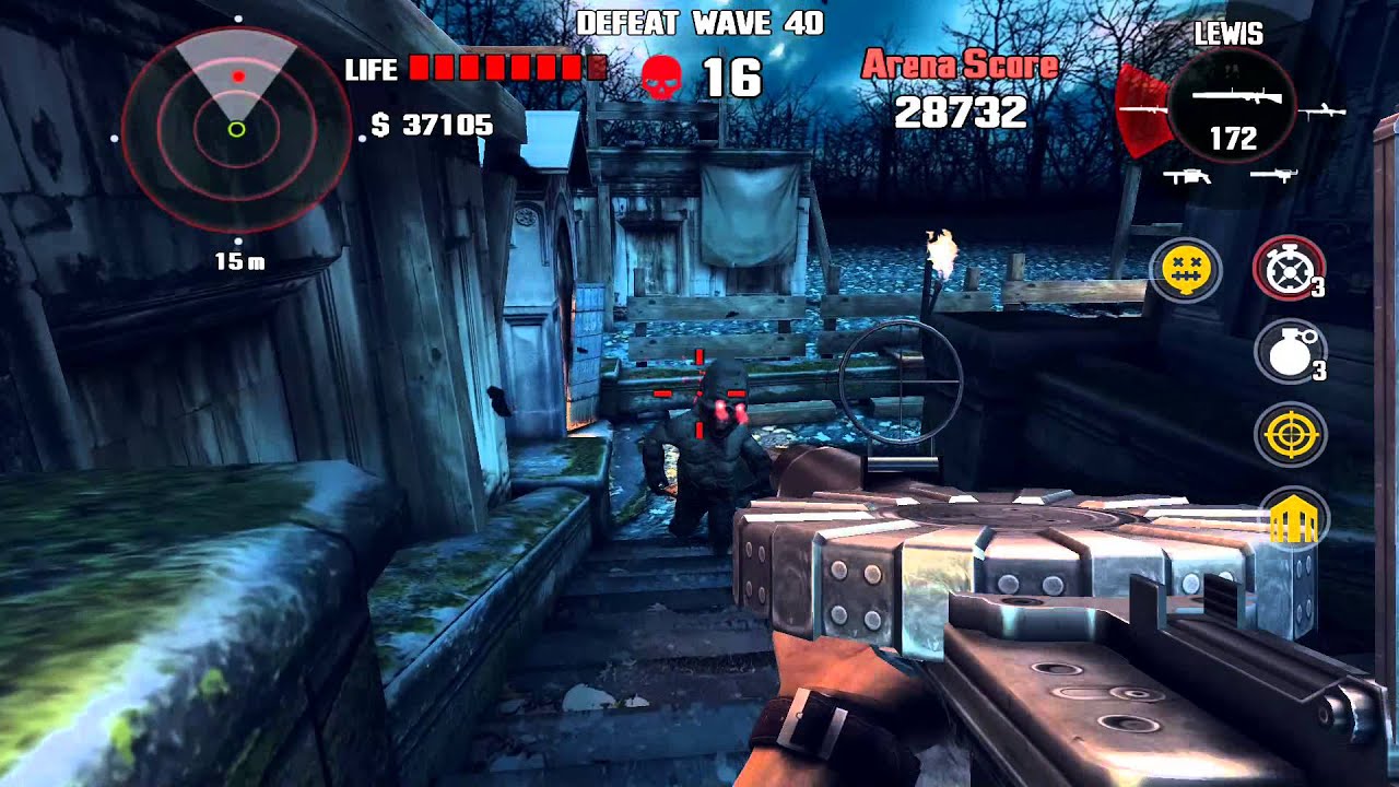 Dead Trigger 1 Arena Rank 50 Wave 63 26-63 Haunted Graveyard - YouTube