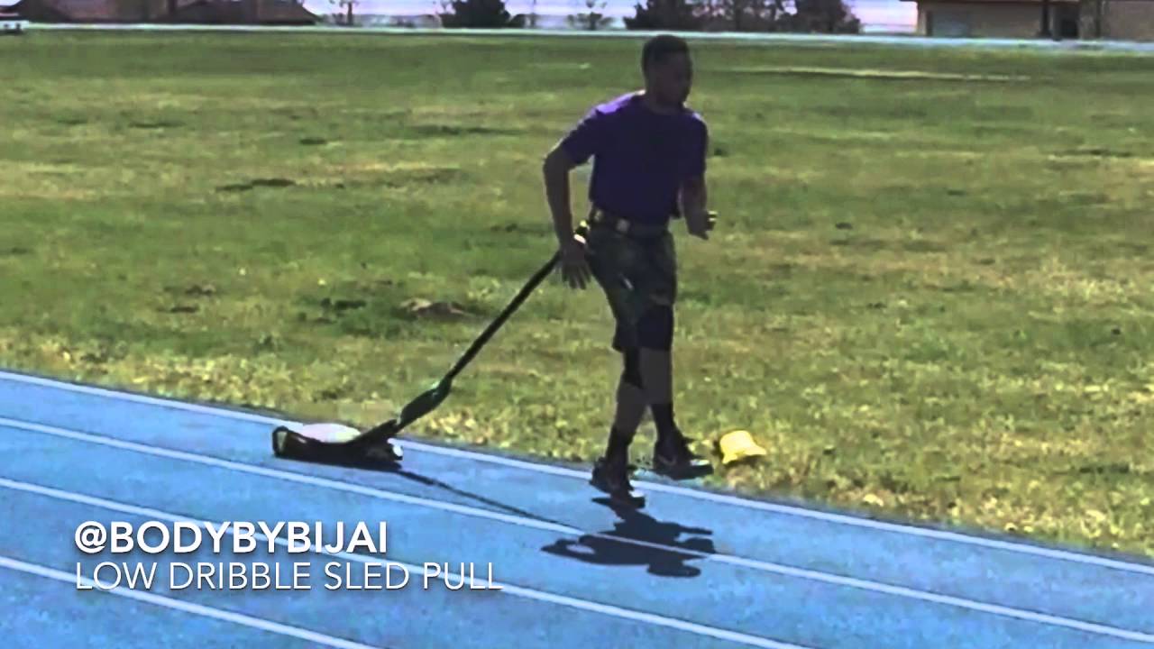 Low dribble sled pull - YouTube