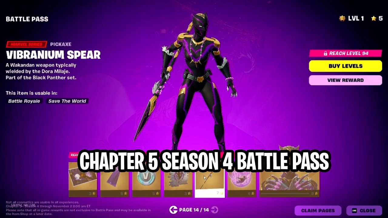 Fortnite Chapter 5 Season 4 Battle Pass Showcase | All Skins & Rewards ...