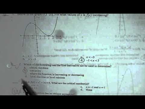 Test Multiple Choice Increasing Interval From Graph of Derivative - YouTube