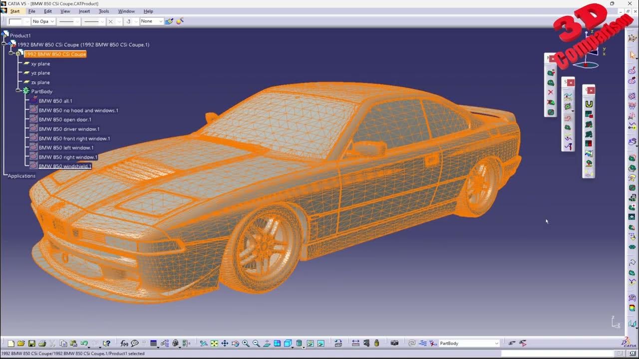 1992 BMW 850 CSi Coupe - CATIA V5 reference - YouTube