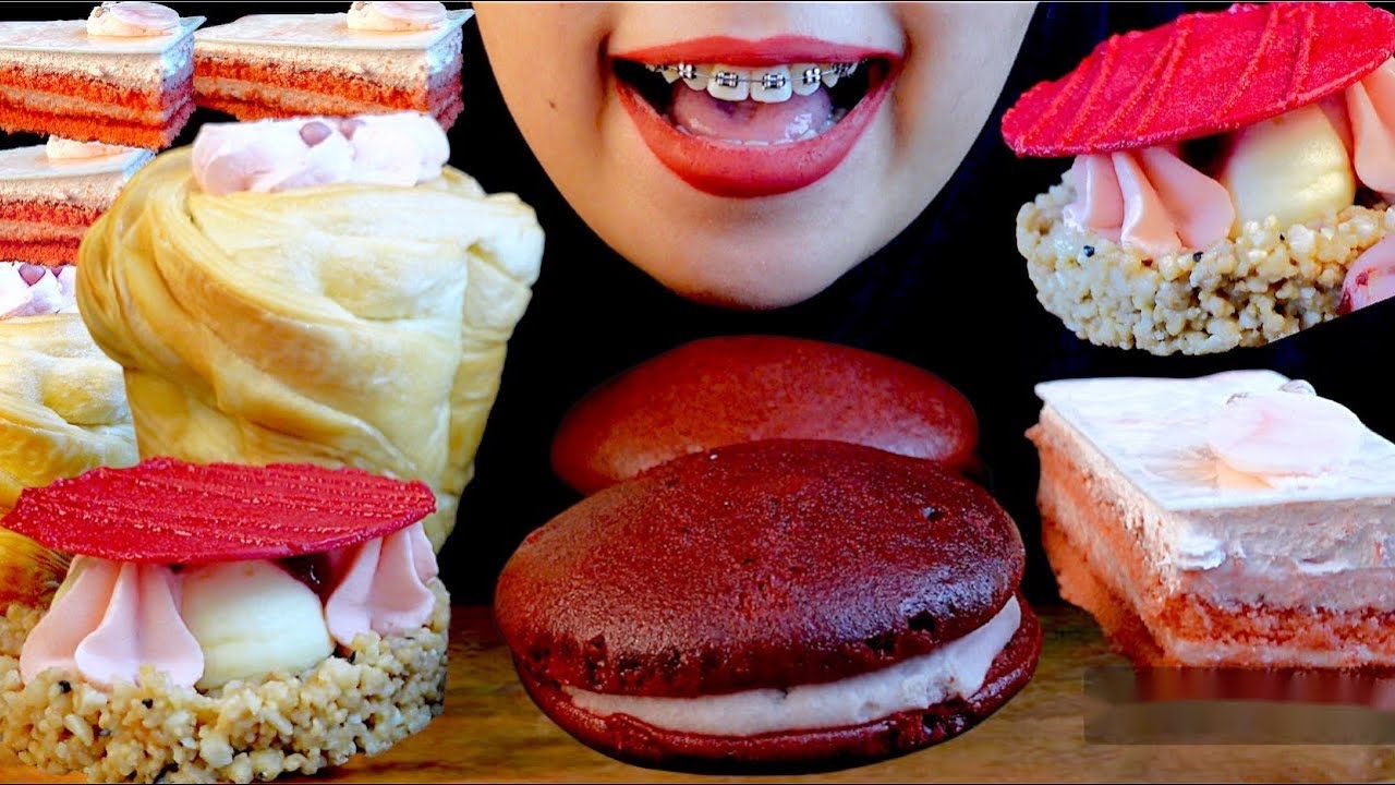 ASMR 🩷PINK DESSERT🩷 STRAWBERRY CAKE (EATING SOUNDS) NO TALKING - YouTube