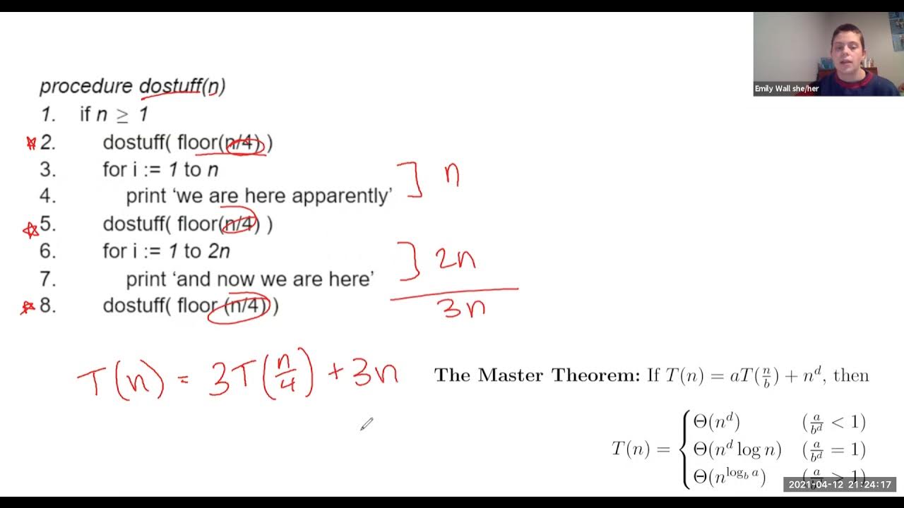 Finding runtime complexity of recursive algorithm - YouTube