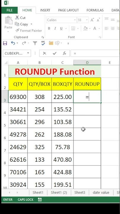 roundup function in excel - YouTube
