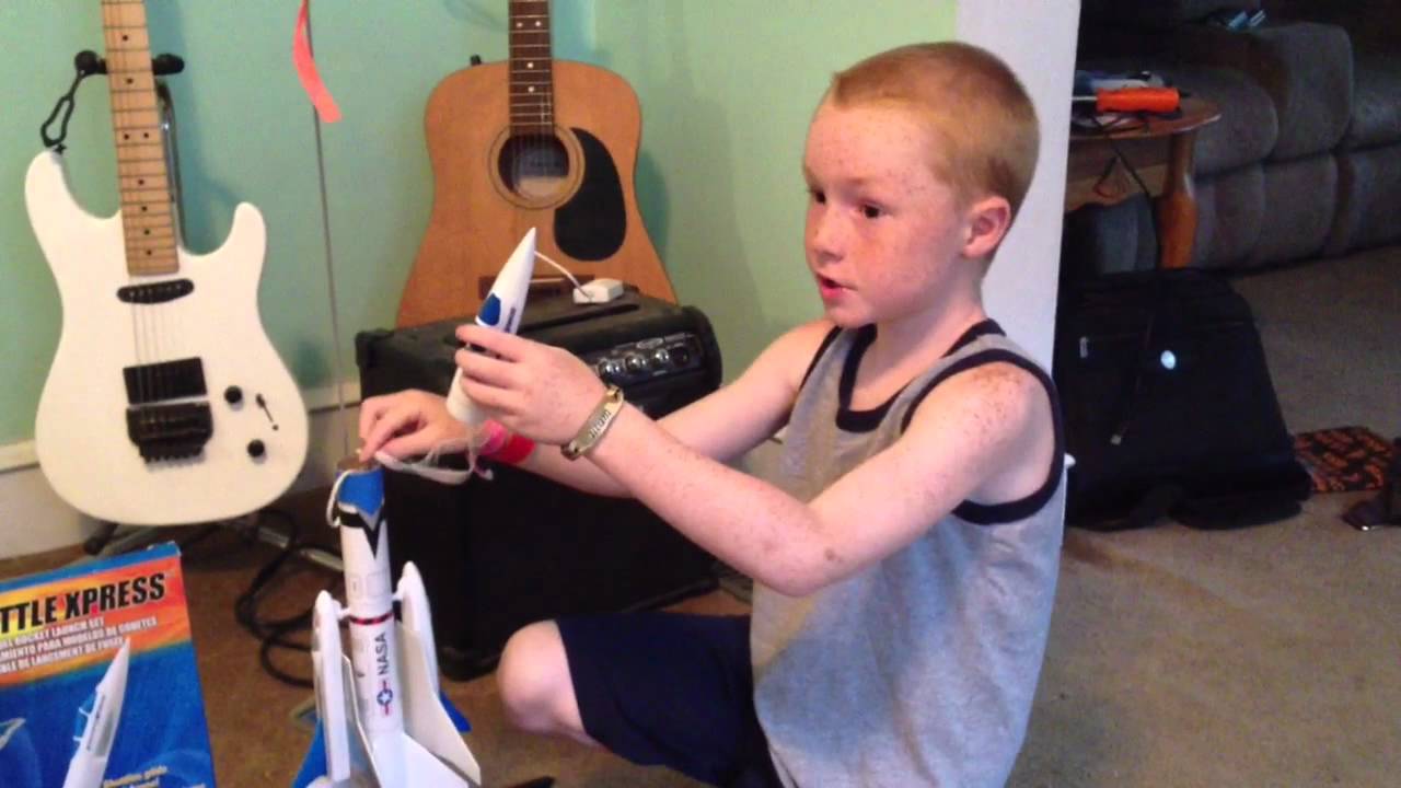 Callum's First Model Rocket Launch - Estes Shuttle Xpress - YouTube