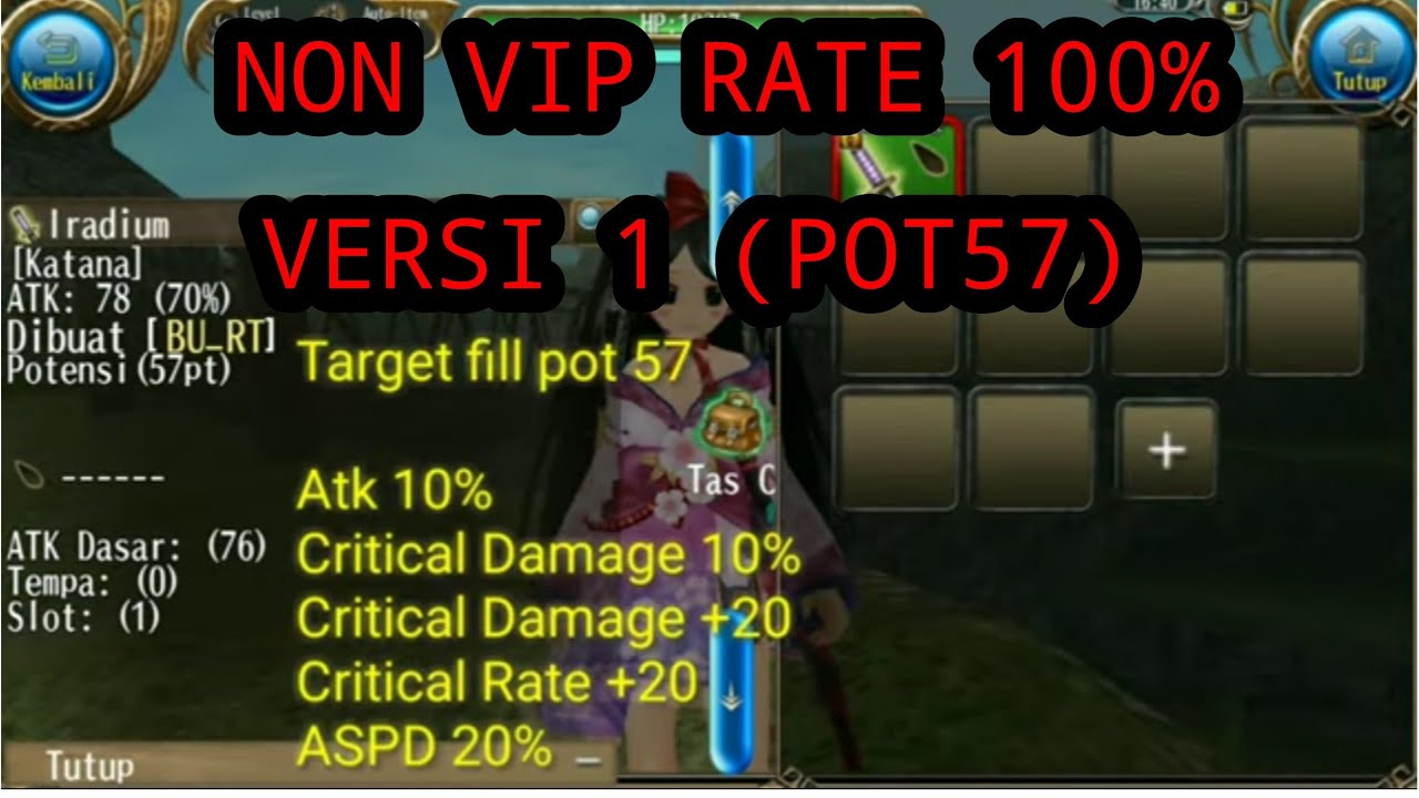 New Fill stat weapon ACD10CDCRASPD20 pot 57 rate 100% non vip - Toram ...