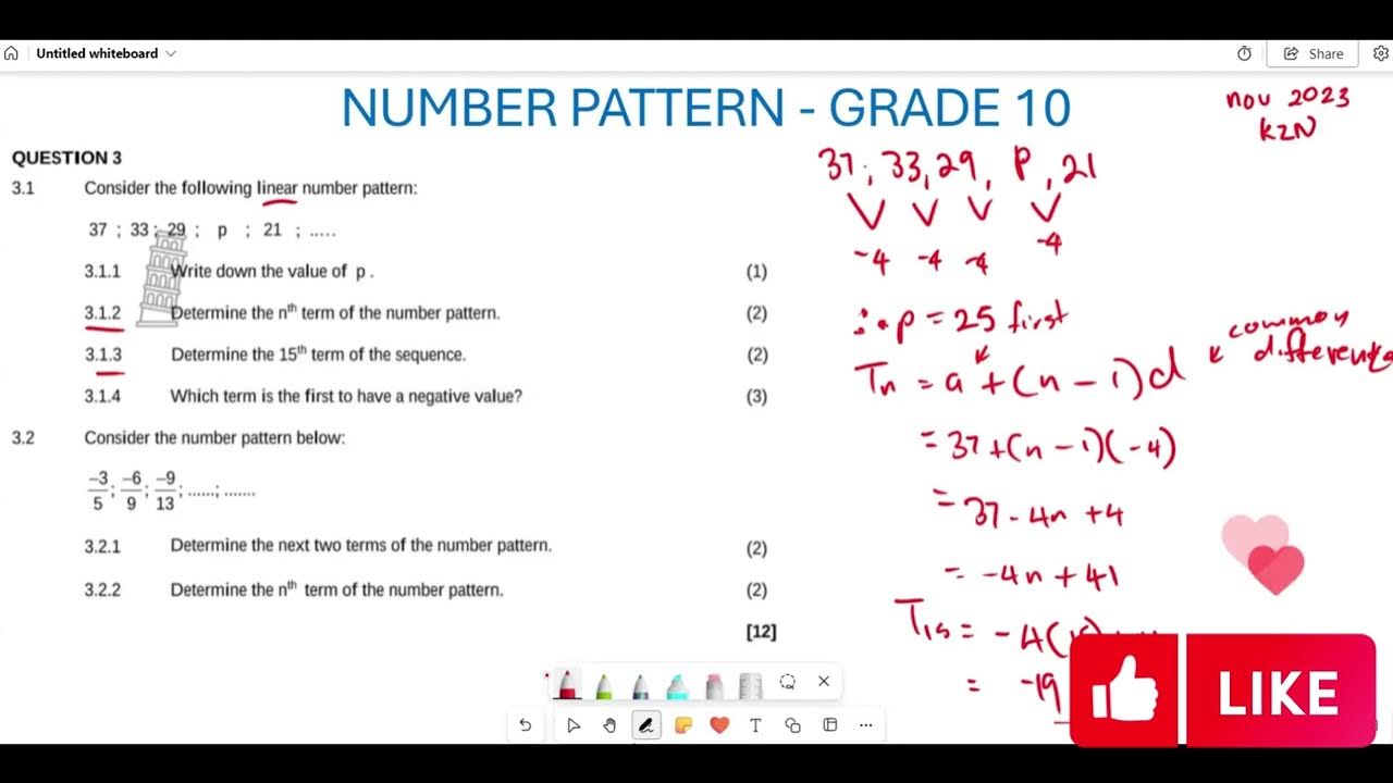 GRADE 10 NUMBER PATTERN| PAST EXAM QUESTION| NOV 2023 KZN - YouTube