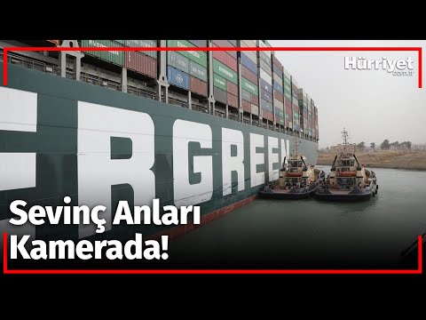 Süveyş Kanalı'nda Sıkışan Gemideki Mürettebatın Sevinç Anları!