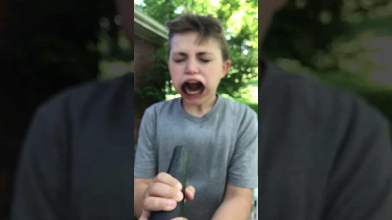 Kid put a leaf blower near his mouth - YouTube