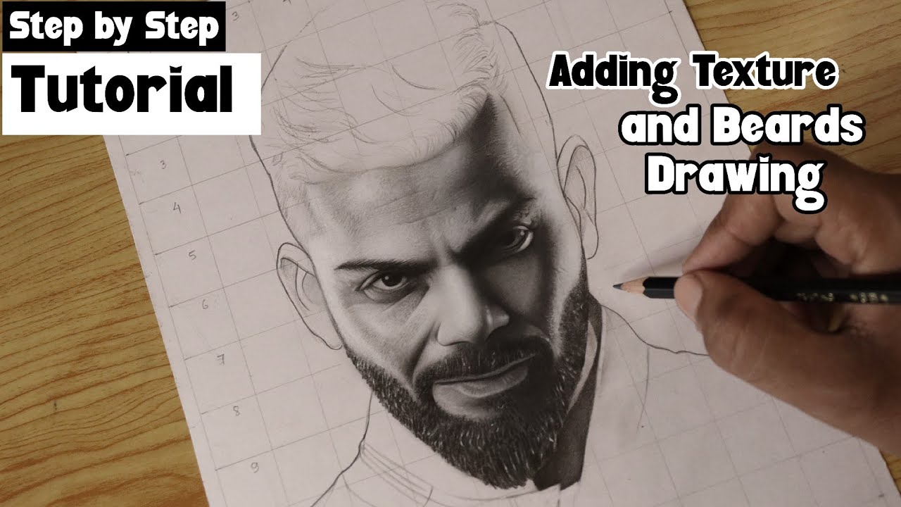 Adding Texture & Beards Drawing With Graphite Pencils | Virat Kohli ...