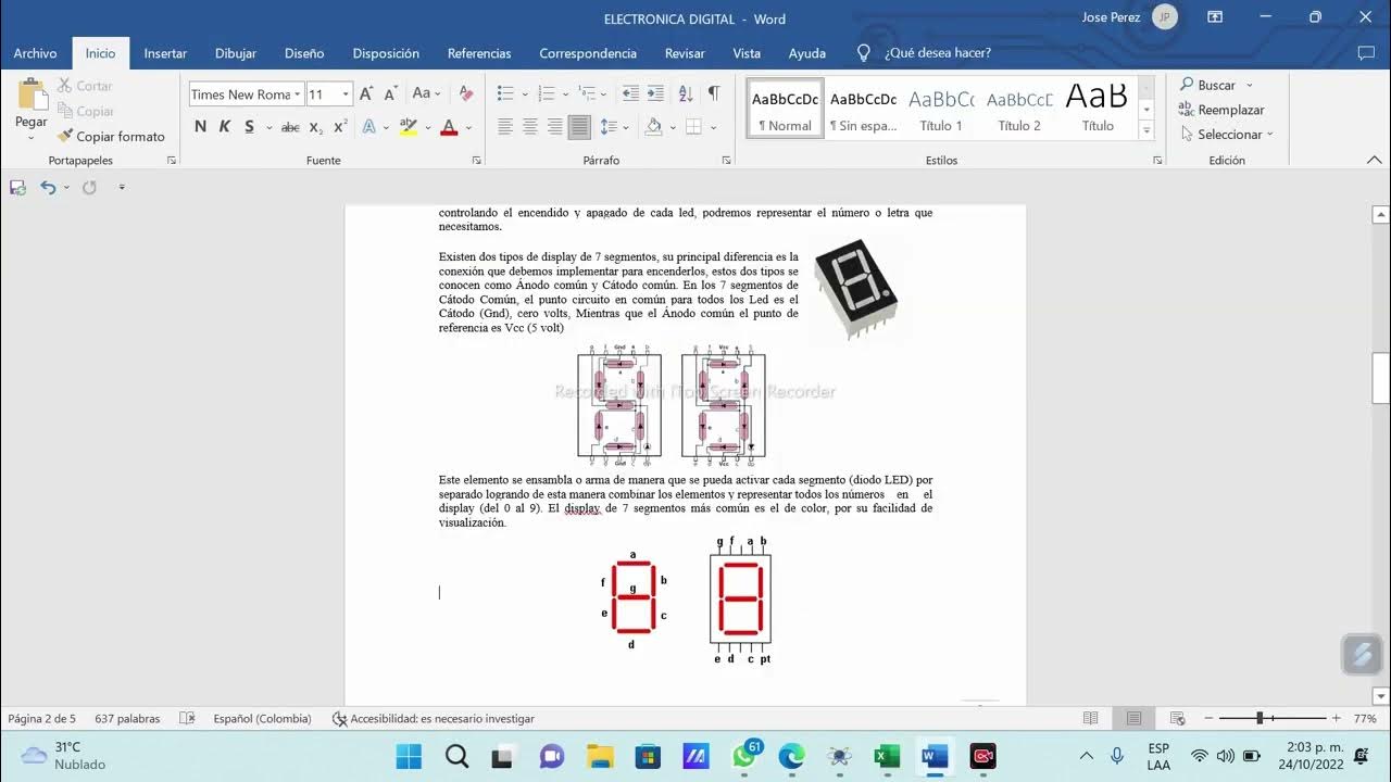 ELECTRÓNICA DIGITAL | SIMULACIÓN PROTEUS DISPLAY 7 SEGMENTOS. - YouTube