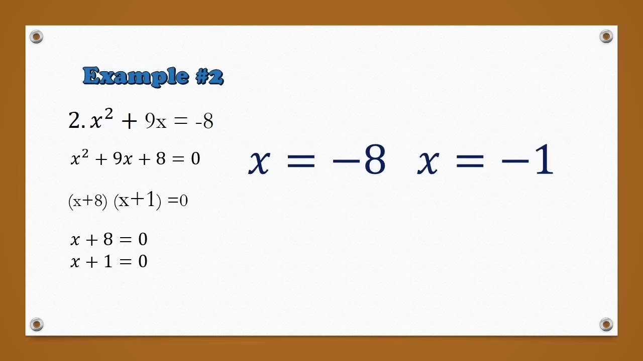 SOLVING QUADRATIC EQUATION BY FACTORING - YouTube