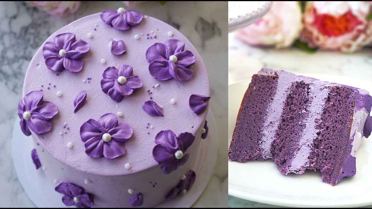 Decorate an Ube Cake with me #ubecake #cakedecorating #cakeideas # ...