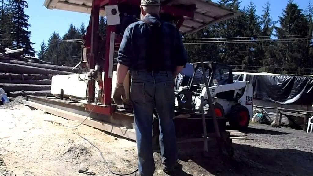 Mighty Mite band saw mill cutting some yellow cedar - YouTube