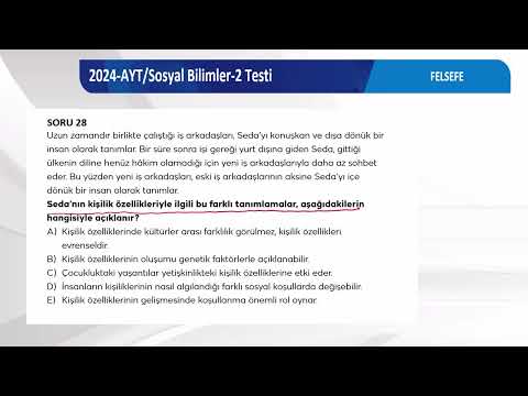 2024 YKS Sınav Soru Çözümleri Felsefe AYT