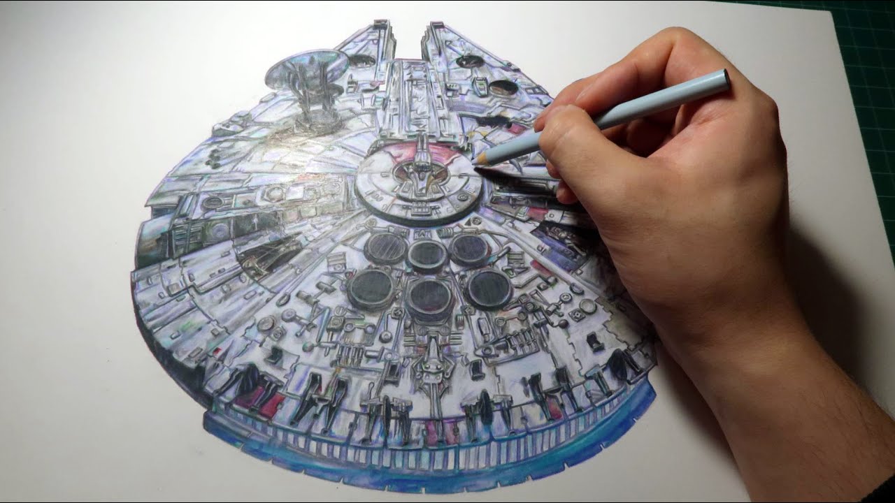 Drawing the Millennium Falcon - Timelapse (my process) - YouTube