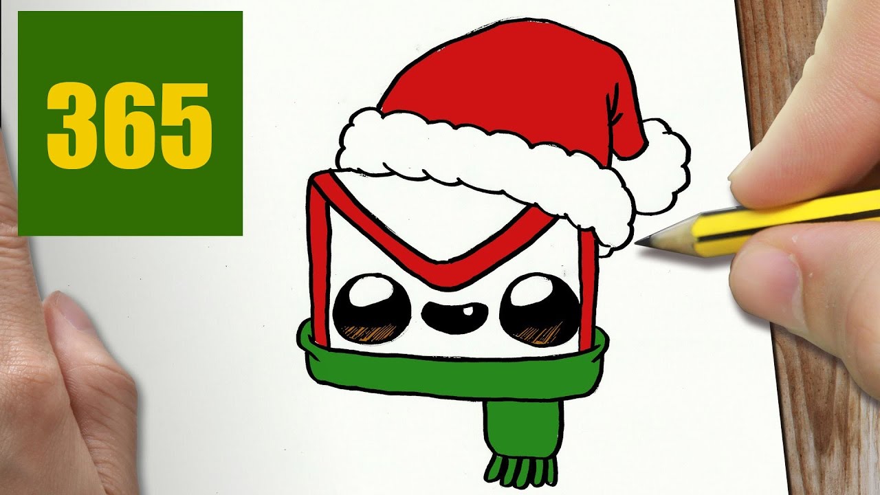 HOW TO DRAW A CHRISTMAS GMAIL LOGO KAWAII, Easy step by step drawing ...