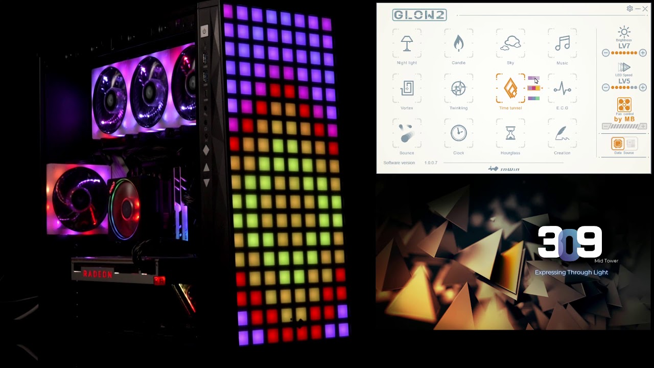 InWin 309 燈光與 GLOW2 操作展示 最華麗的 ARGB 機殼 - YouTube