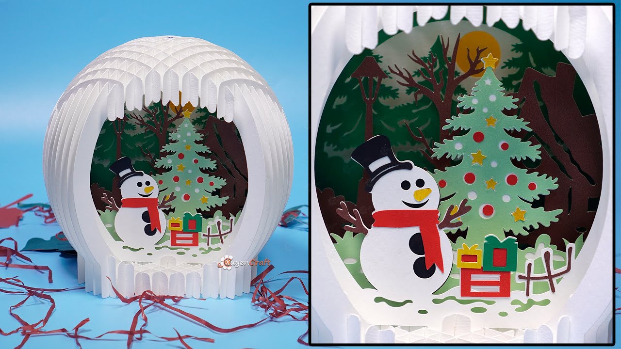How to make a snow globe popup snowman - 3D Popup SVG for Cricut ...