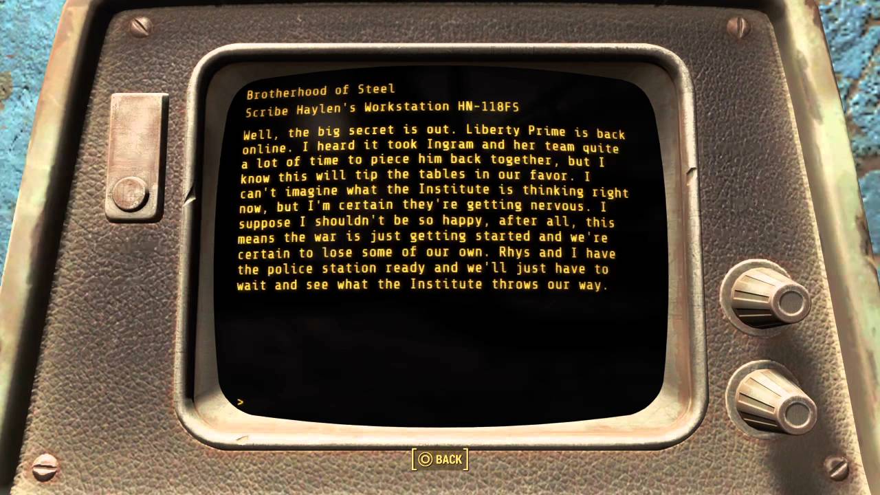 Fallout 4 - Scribe Haylen's Terminal after beating the game - YouTube