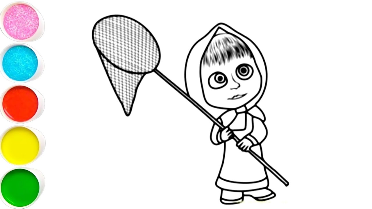 How to draw cute Masha drawing painting coloring for kids and toddlers ...
