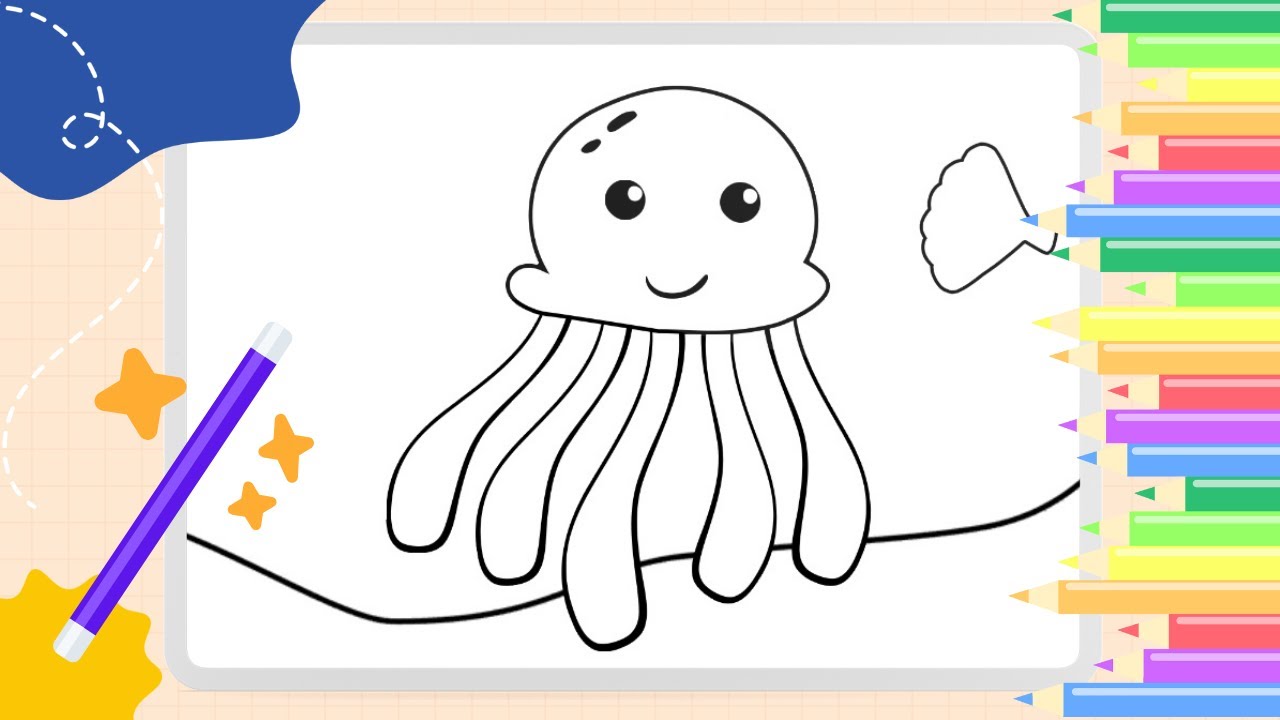 Coloring Reddy Jellyfish for Kids and Toddlers ll Animal Magical ...