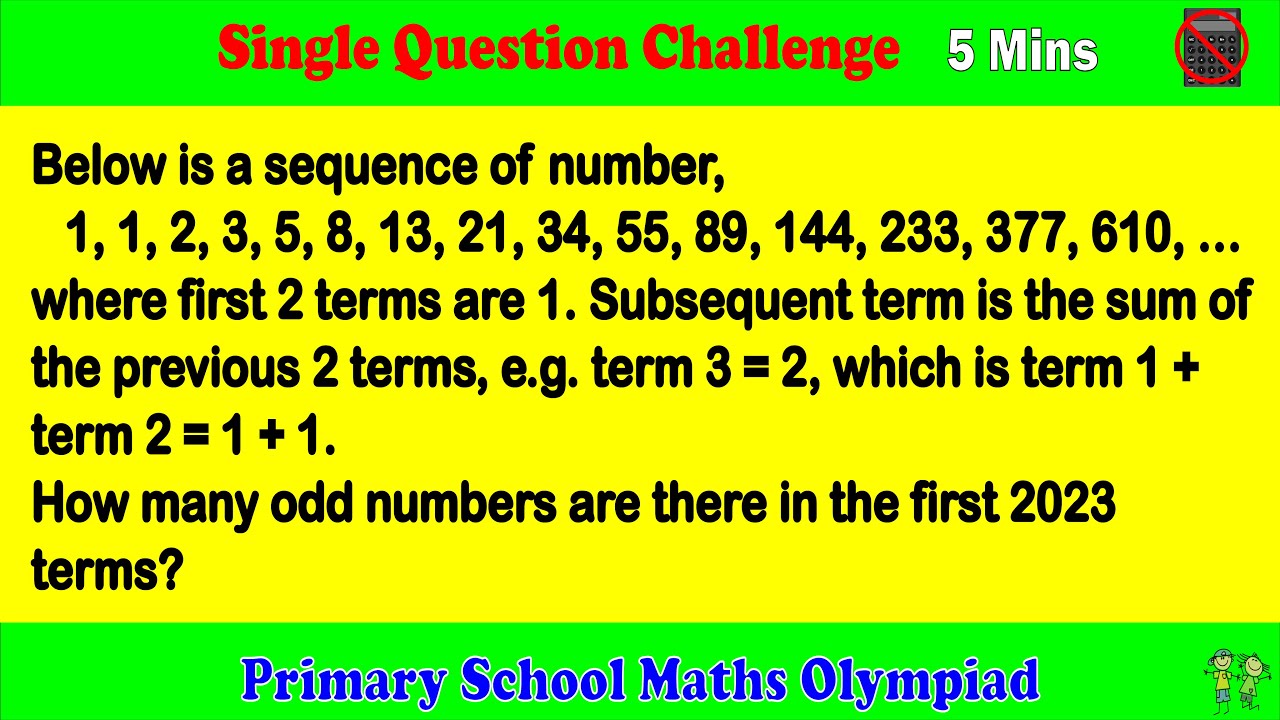 Primary School Math Olympiad - Single Question Challenge, 5 Minutes ...