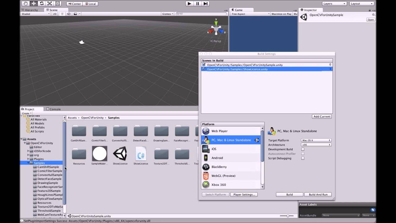OpenCV for Untiy ExampleScene Setup Tutorial for Unity5 - YouTube