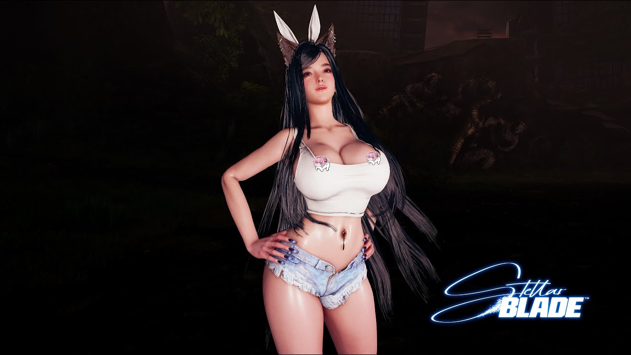 Stellar Blade PC Mod CNS A sexy girl with tank denim shorts heels ...