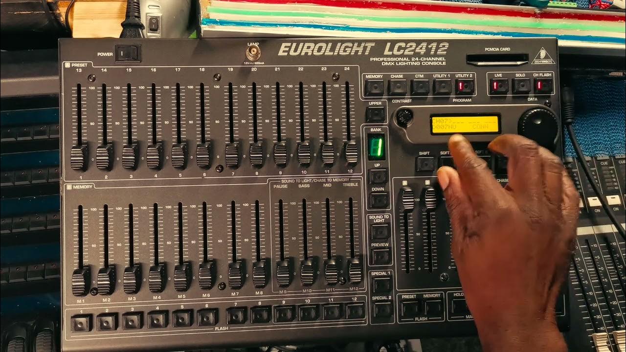 Patching a DMX light on a Behringer Eurolight LC2412 DMX console. Simple version. - YouTube