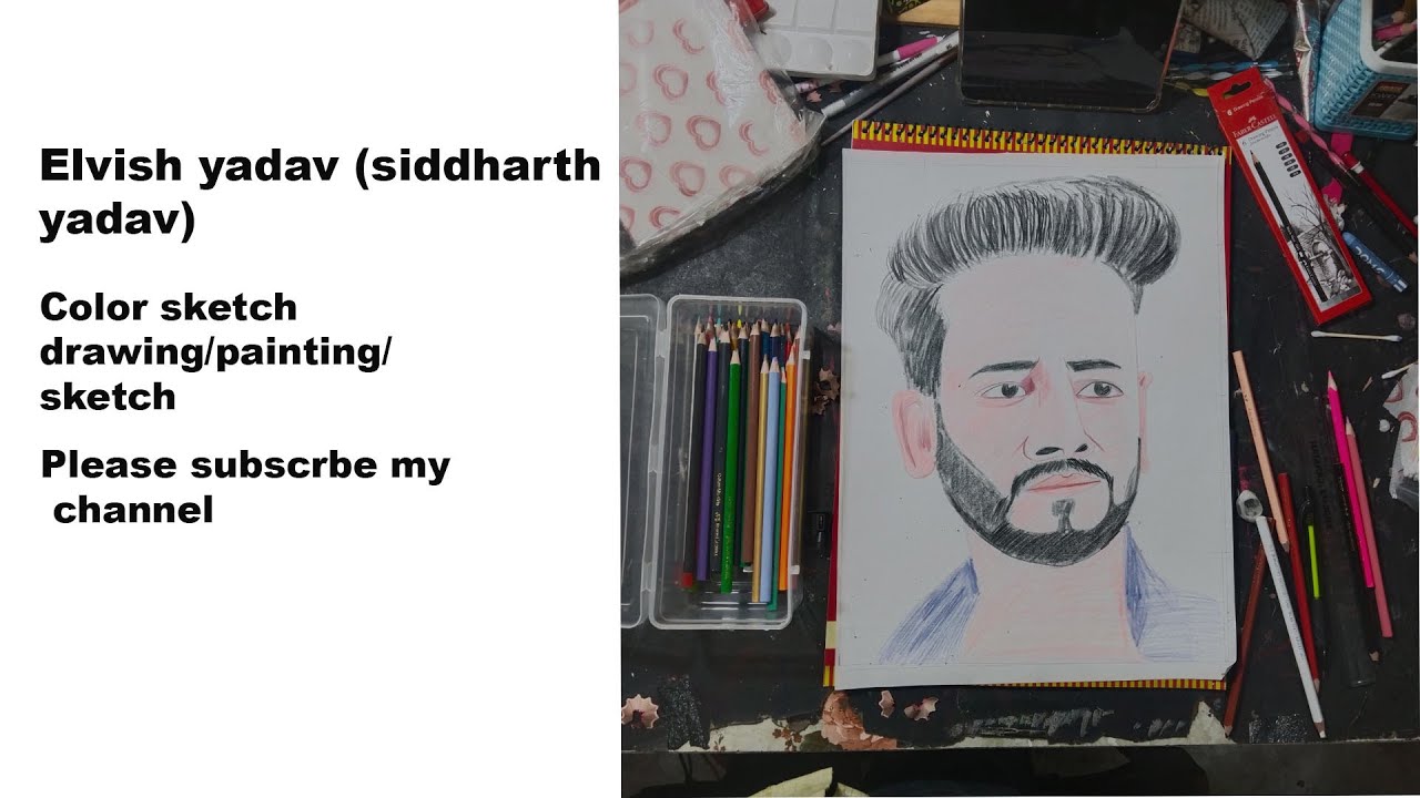 Elvish Yadav color pencil sketch / painting || how to draw Elvish yadav ...