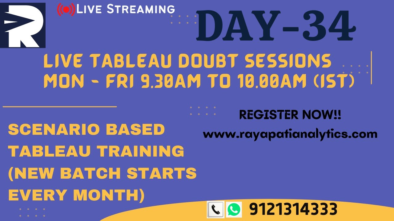 Day 34 Free Tableau Daily Live Doubts Session | Tableau Training - YouTube