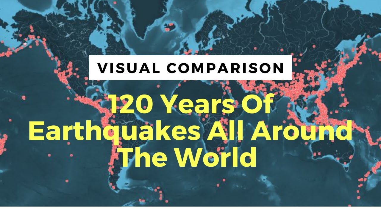 120 years of earthquakes all around the world in map - YouTube