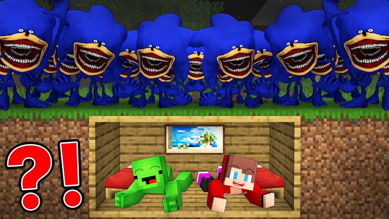 JJ and Mikey Bunker vs SHIN SONIC Exe Apocalypse in Minecraft - Maizen - YouTube