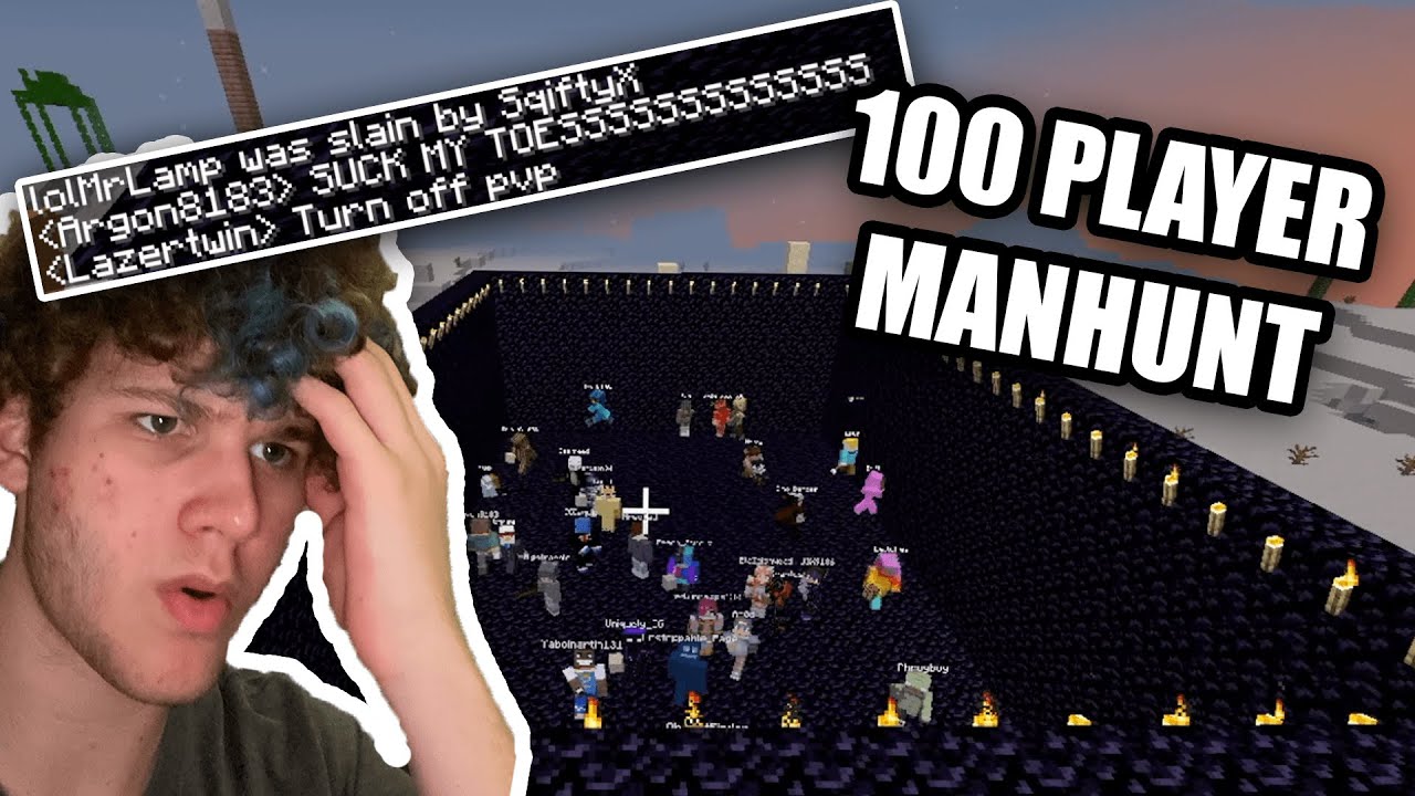 100 Player Minecraft Manhunt - YouTube