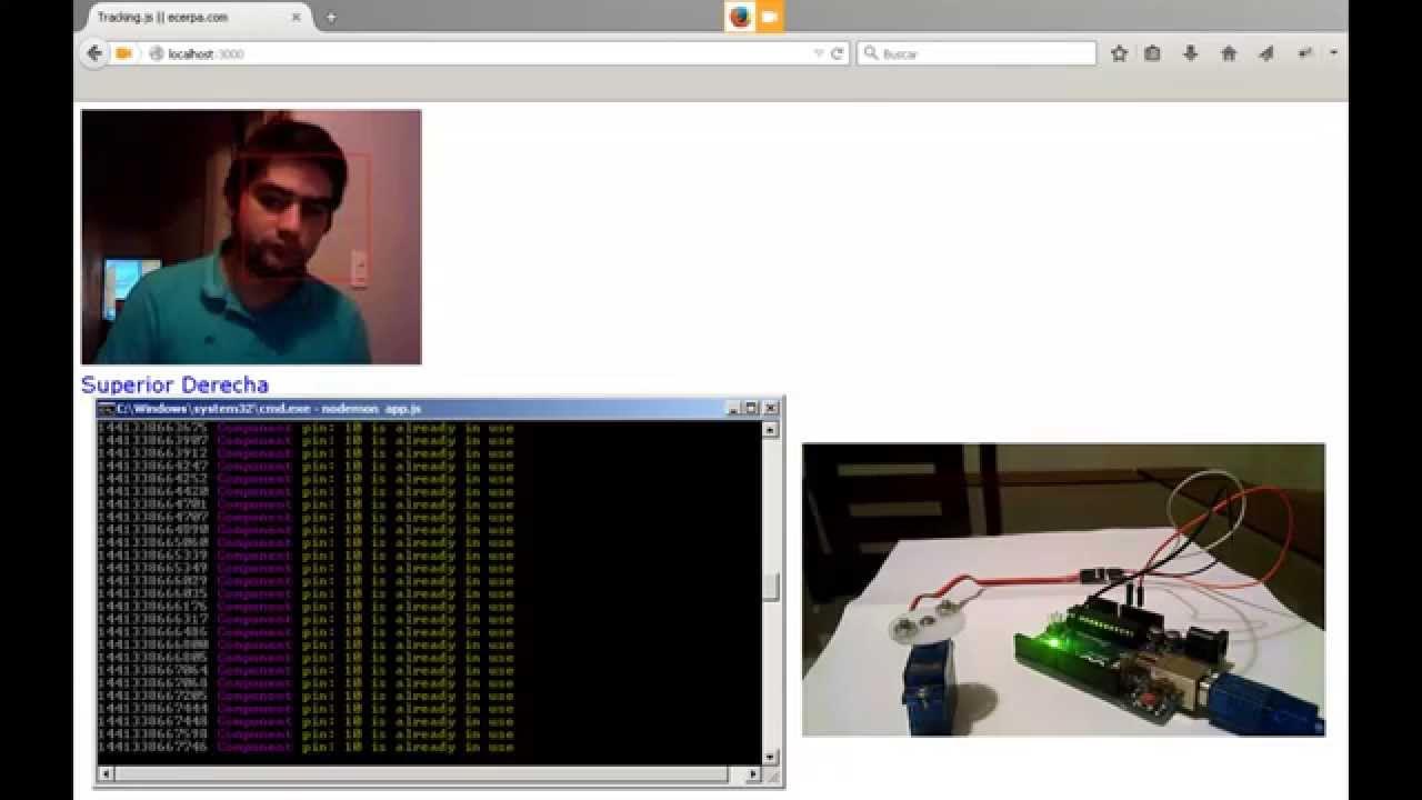 Control facial con Node.js, Socket.io, Johnny-Five, Tracking.js y Arduino (Servo) - YouTube