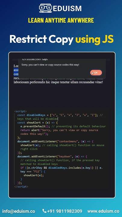 Restrict Copy Using Js Coding Javascript Js Html Css Programminglanguage Cssbeginners