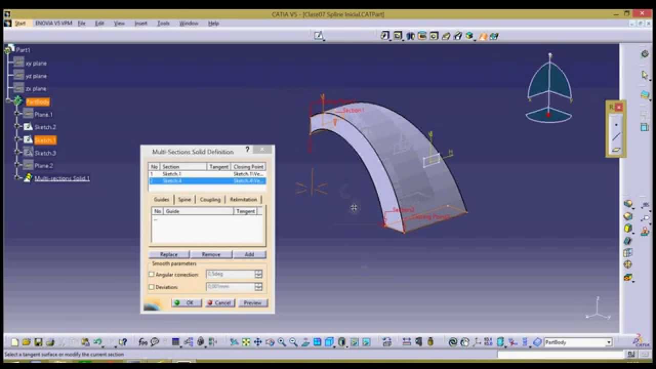 Curso Catia. Clase 7. Multiseccion 1. Multiseccion basico. Closing ...
