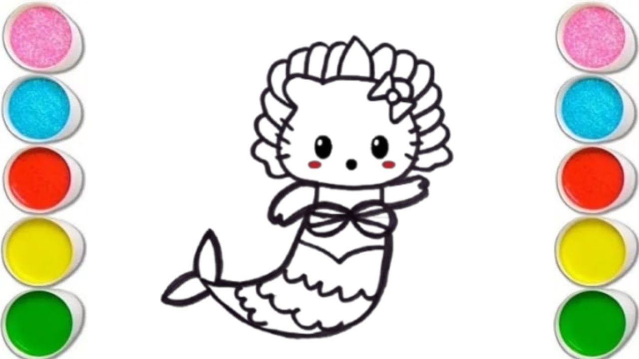 Beautiful Mermaid Drawing, Painting and Coloring For Kids, Toddlers ...