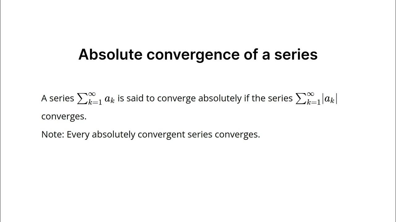 Absolute convergence of a series (Real Analysis) - YouTube