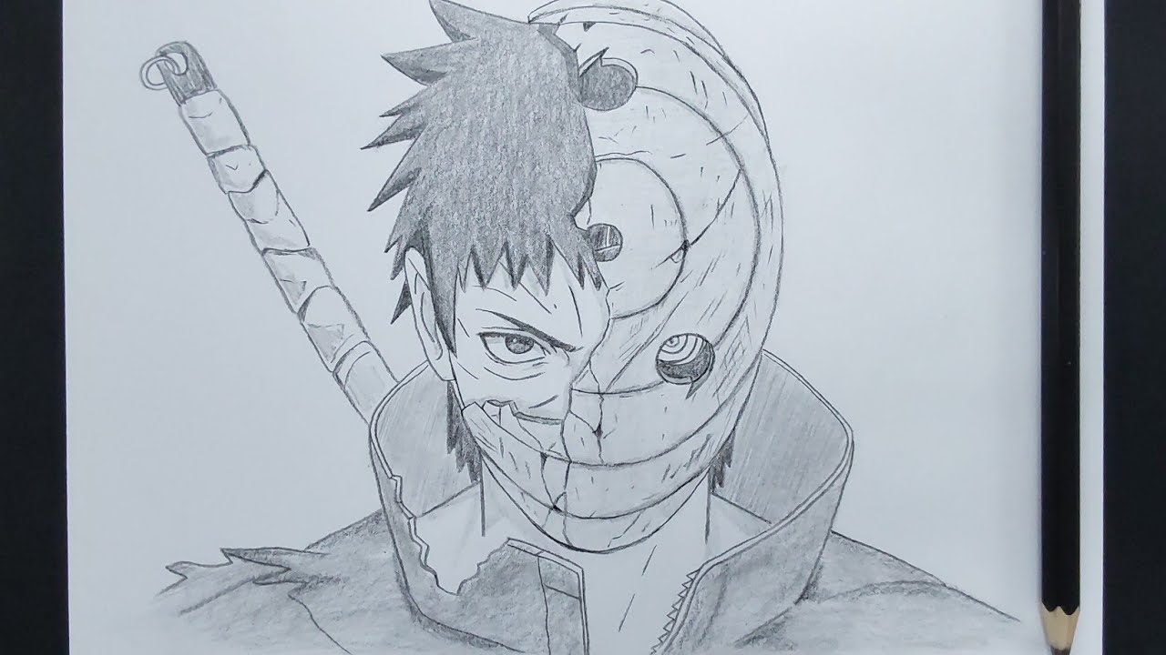 How To Draw Obito Broken Mask Step By Step || Easy Obito Drawing - YouTube