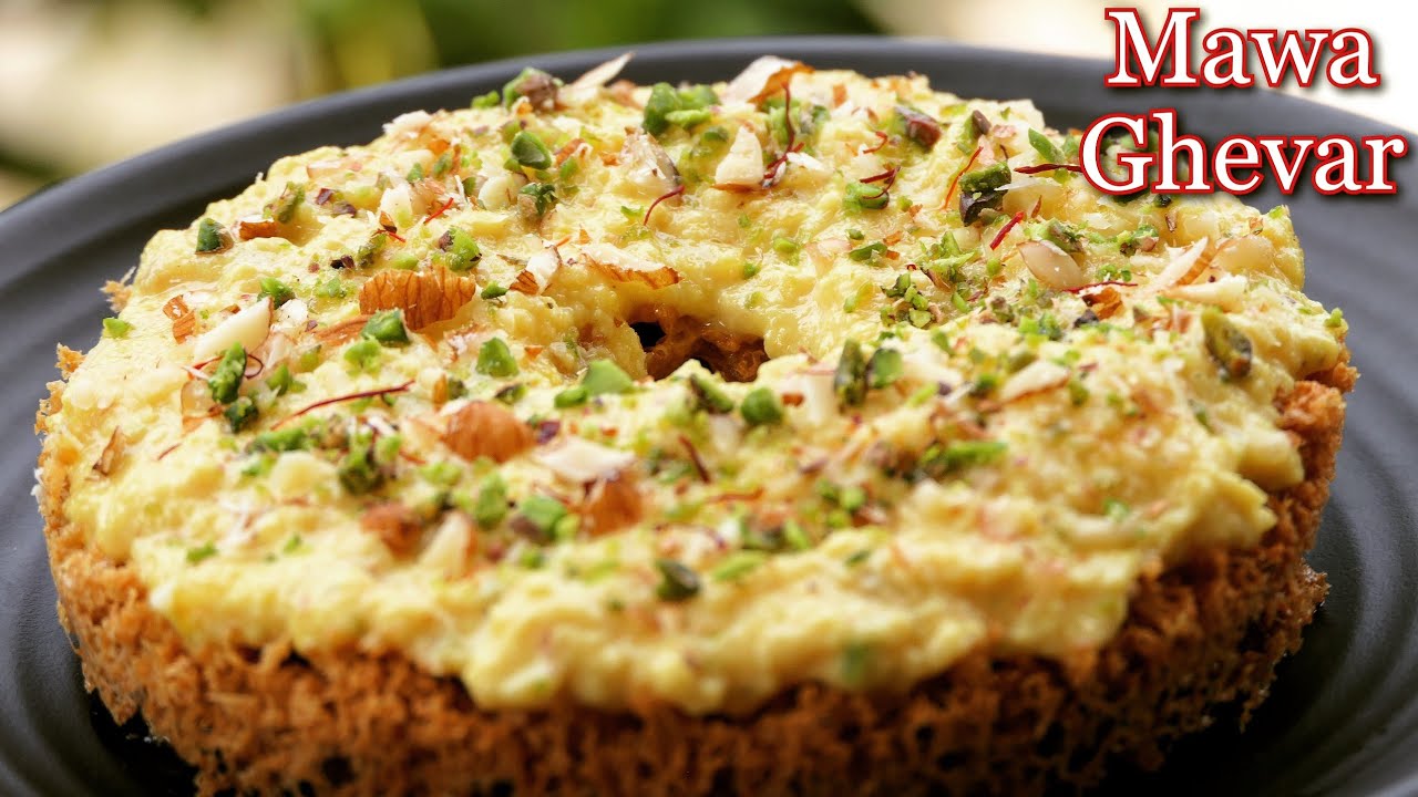 बिना मोल्ड के घर पर घेवर बनाने का आसान तरीका | Ghevar | Mawa Ghevar ...