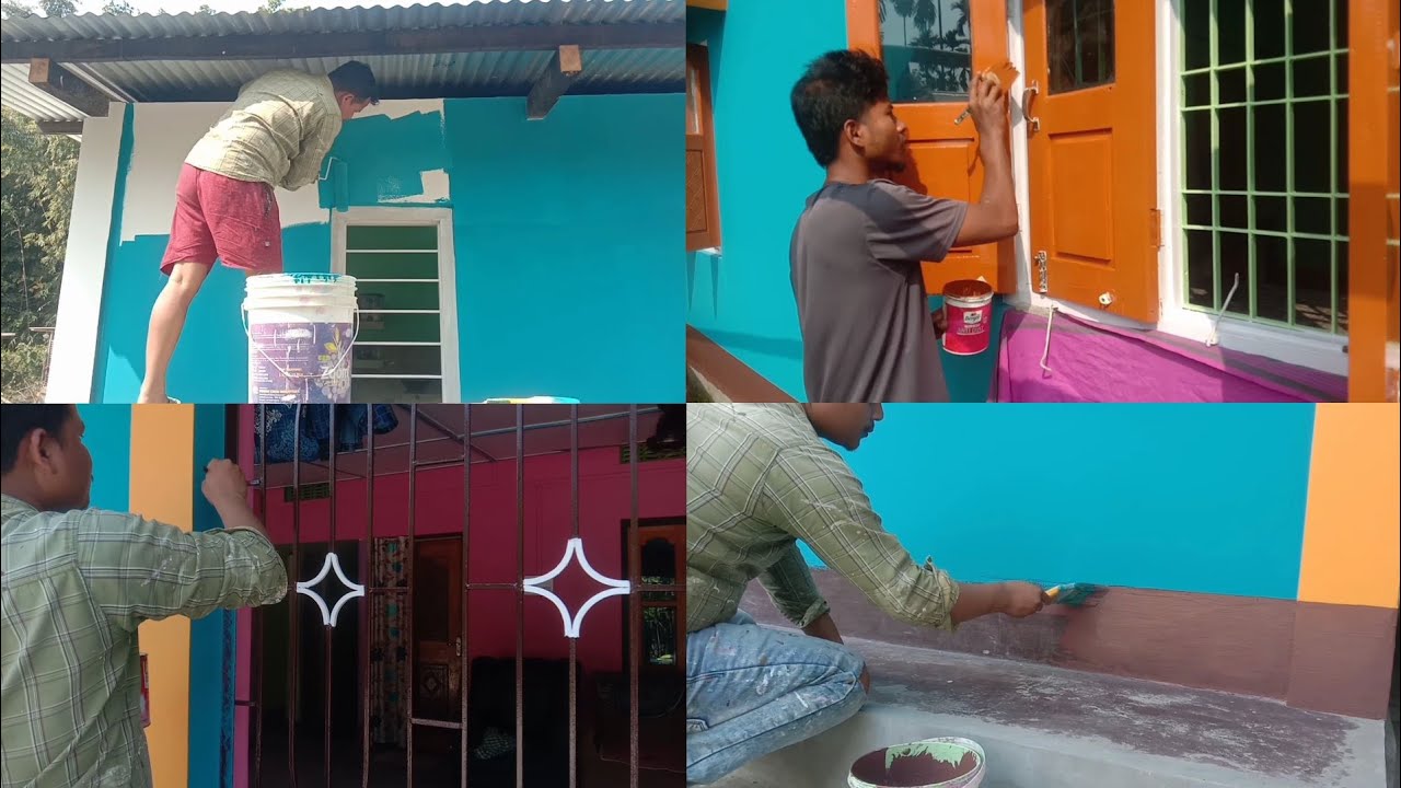 Bahar Ka Diwar Kaise Paint Kare || How to apply Exterior Wall Paint ...