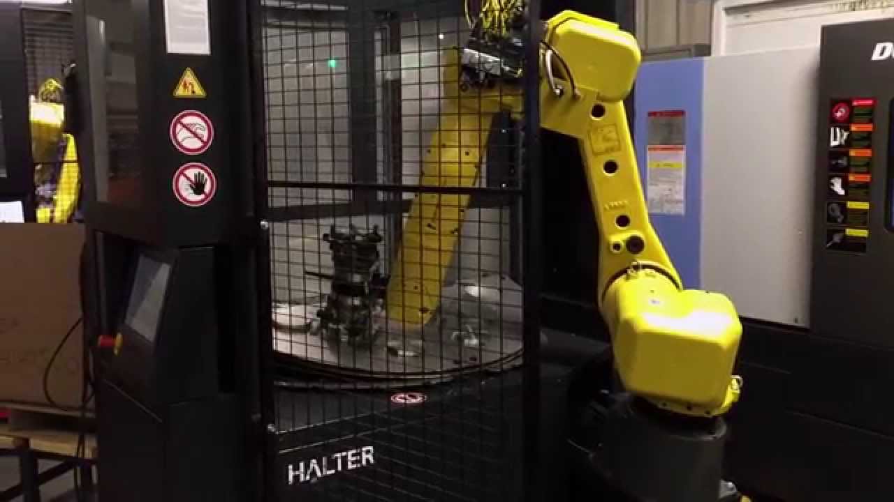 Decker buys two HALTERs for automatic loading of Doosan machines - YouTube